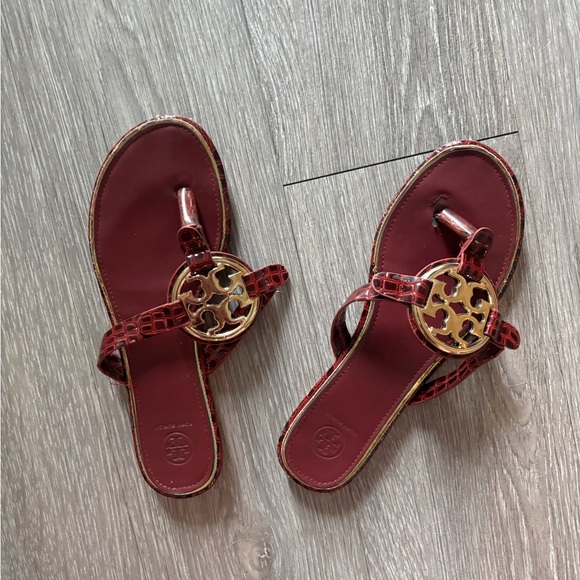 Tory Burch | Shoes | Tory Burch Red Sandals With Leopard Medallion ...